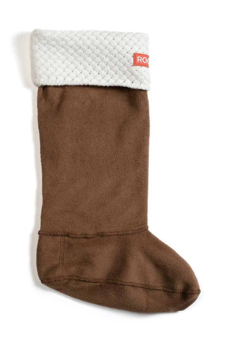 Cable knit cuff tall boot socks. Wellington boot liners. Fleece socks ...