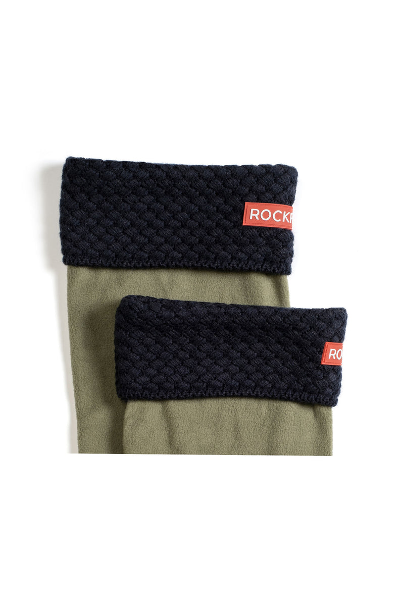 Cable knit cuff tall boot socks. Wellington boot liners. Fleece socks ...