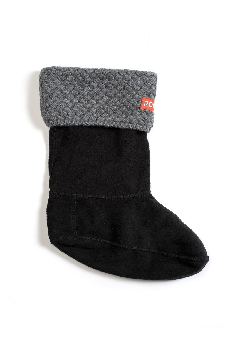 Cable knit cuff mid boot socks. Wellington boot liners. Fleece socks ...